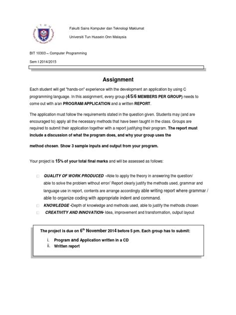 Tugasan Pdf Inputoutput C Programming Language