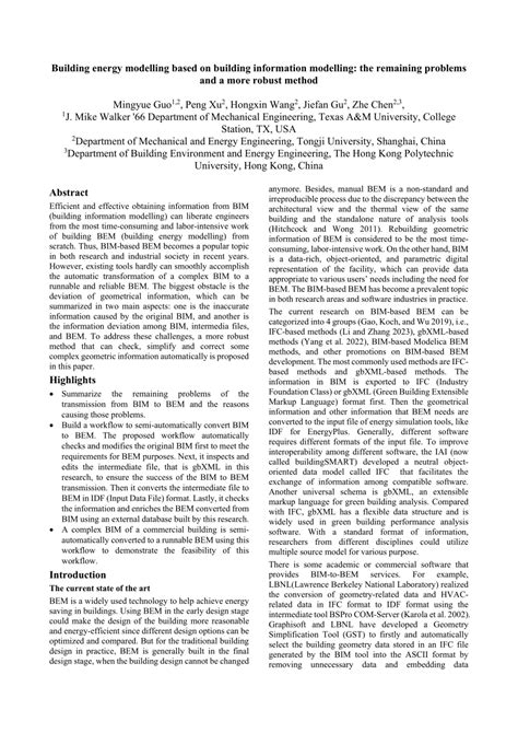 Pdf Building Energy Modelling Based On Building Information Modelling The Remaining Problems