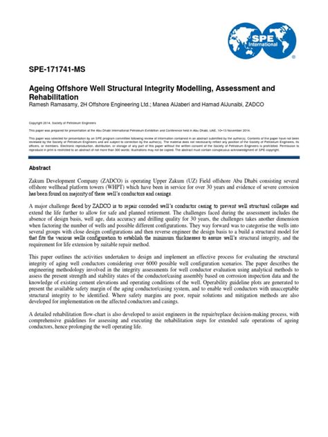 Ageing Offshore Well Structural Integrity Modelling Assessment And Rehabilitation Pdf Casing