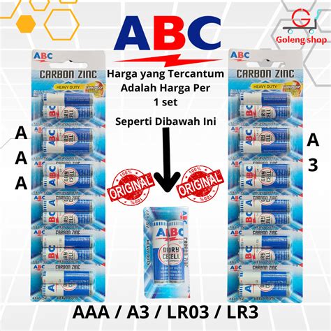 Jual Baterai Battery Batere Abc Biru Aaa Harga Per Set Shopee Indonesia