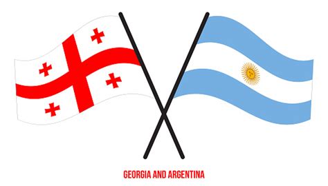 조지아와 아르헨티나 플래그는 교차하고 플랫 스타일을 흔들어 공식 비율 올바른 색상입니다 경제에 대한 스톡 벡터 아트 및 기타 이미지 Istock