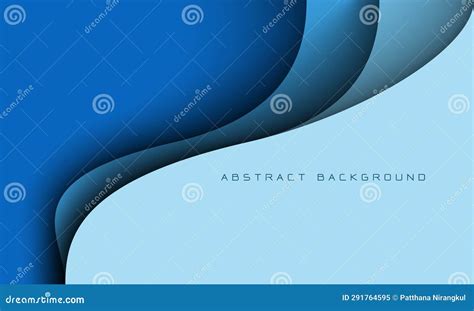 Abstract Blue Tone Paper Cut Curve Overlap Geometric With Blank Space