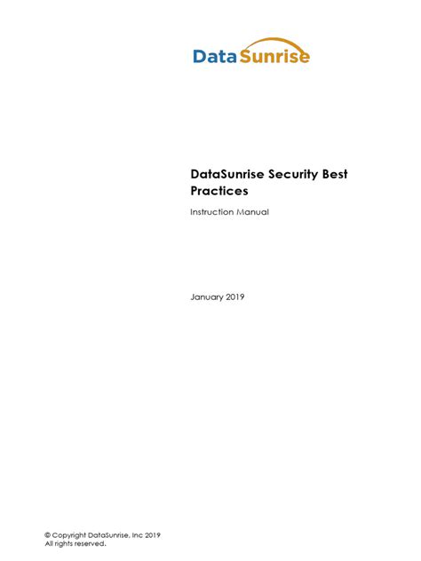 Datasunrise Security Best Practices Pdf Databases Proxy Server