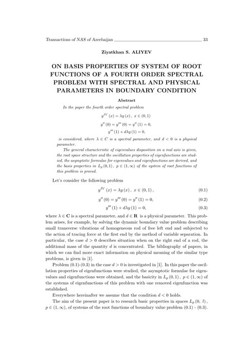 Pdf Some Spectral Properties Of A Fourth Order Sturm Liouville Operator With Spectral