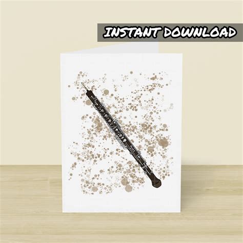 Printable Oboe Card Printable Greeting Card Instant Download Oboe Birthday Card Oboist Card