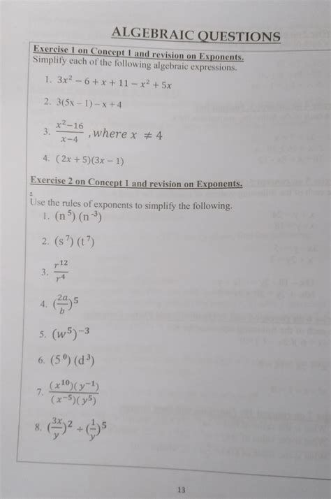 Solved Exercise 1 On Concept 1 And Revision On Exponents