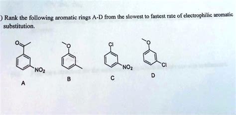 Solved Rank The Following Aromatic Rings A D From The Slowest To Fastest Rate Of