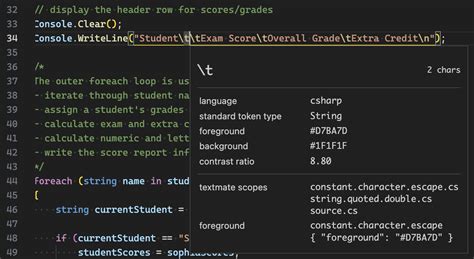 Colorization Of Tab Character T In String Does Not Work Properly
