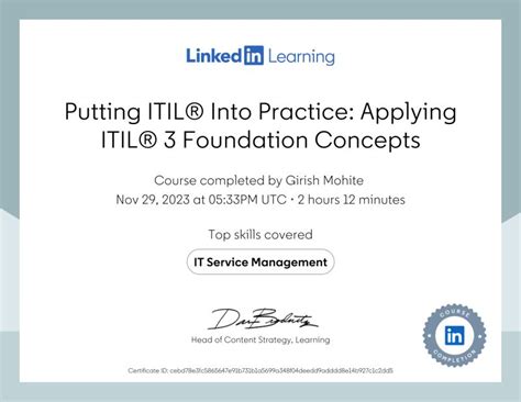 girish mohite on linkedin certificate of completion
