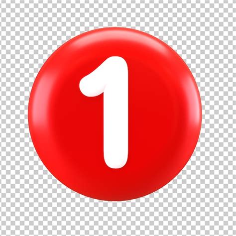 하나의 숫자 빨간색 로고 1 아이콘 3d 버튼 프리미엄 Psd 파일