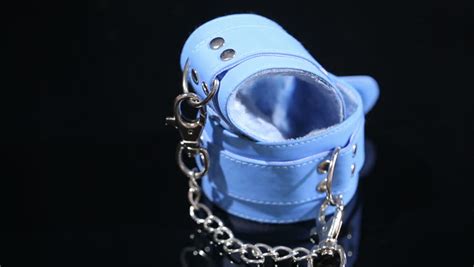 Videoclip De Blue Leather Handcuffs In Black Background Sex Shutterstock