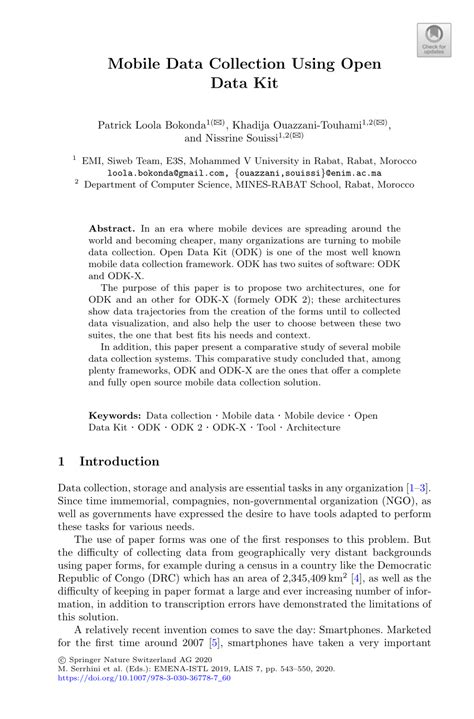 Pdf Mobile Data Collection Using Open Data Kit