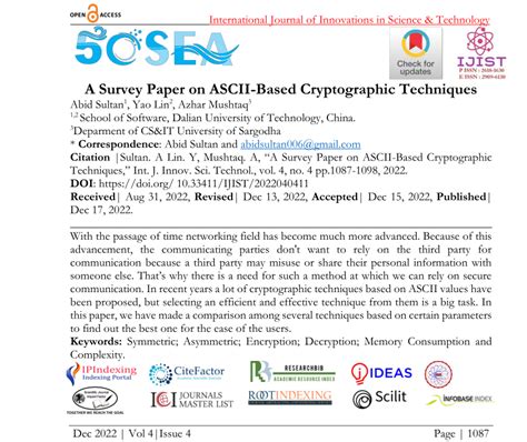 Pdf A Survey Paper On Ascii Based Cryptographic Techniques