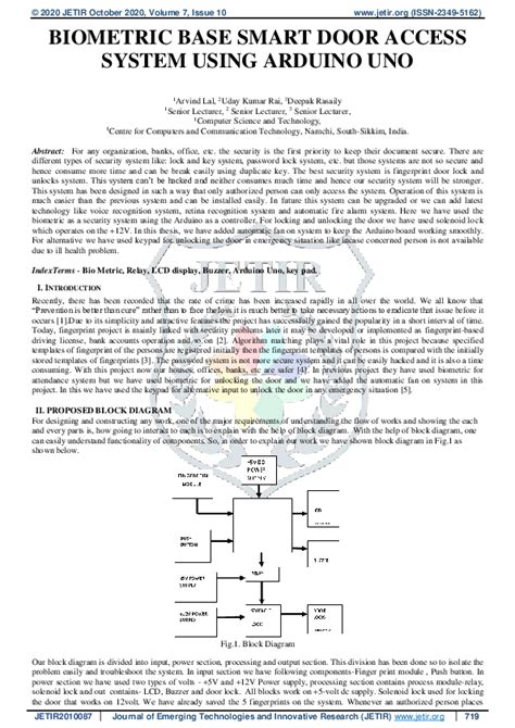 pdf biometric base smart door access system using arduino uno