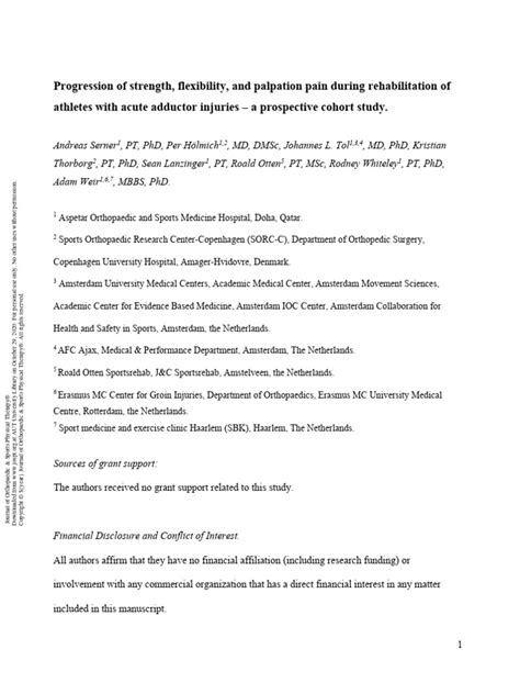 Assessment Of Flexibility Of Adductor Pdf Physical Therapy Institutional Review Board