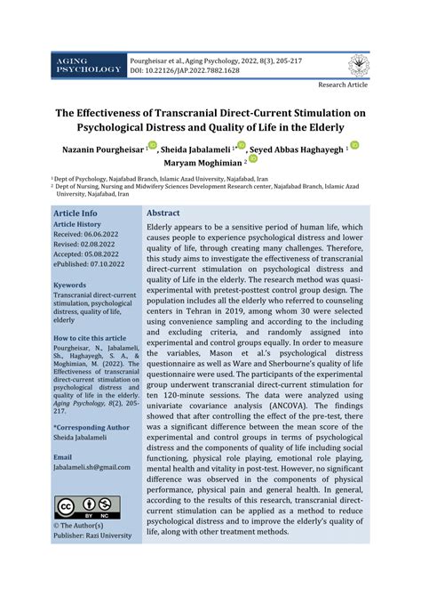 Pdf The Effectiveness Of Transcranial Direct Current Stimulation On