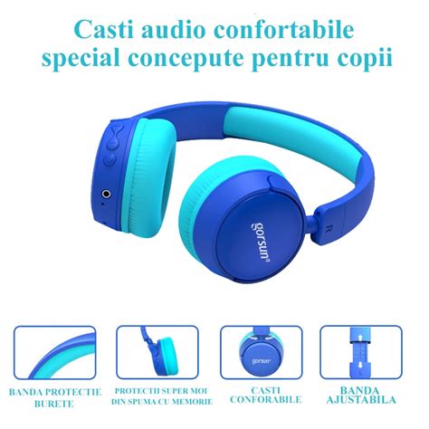Casti Audio Wireless Pentru Copii On Ear Gorsun E62 Bluetooth V50