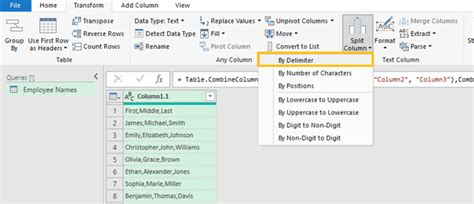methods to split columns in power query
