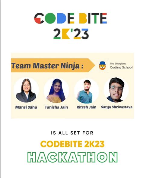 Team Master Ninja🦁 Is All Set To Boom On Stage For Codebite Hackathon