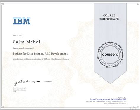 Saim Mehdi On Linkedin Datascience Ai Python Ibm Coursera