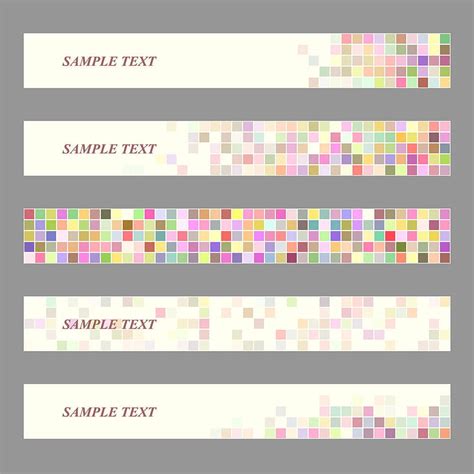 색된 사각형 모자이크 웹 배너 서식 파일 벡터 설정 Ai Eps Uidownload