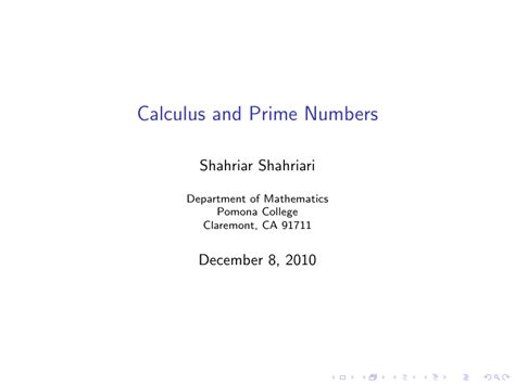 Calculus And Prime Numbers