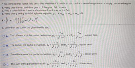 solved a two dimensional vector field describes ideal flow