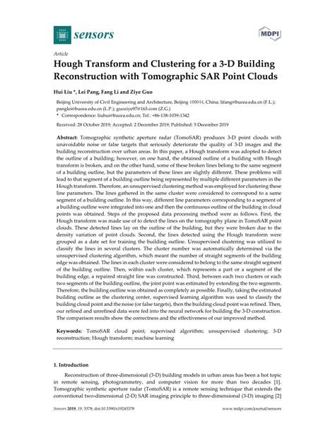 Pdf Hough Transform And Clustering For A 3 D Building Reconstruction With Tomographic Sar