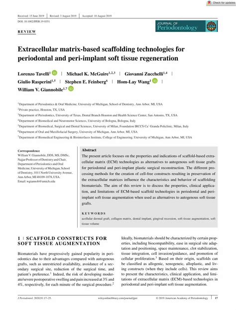 Pdf Extracellular Matrix‐based Scaffolding Technologies For Dokumen Tips