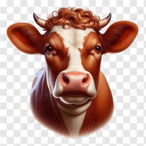 곱슬머리와 큰 코를 가진 소가 고요한 목초지에 그려져 있습니다 곱슬머리와 큰 코를 가진 소가 고요한 목초지에 그려져 있습니다 독특한 외관을 강조 만화 Png 일러스트