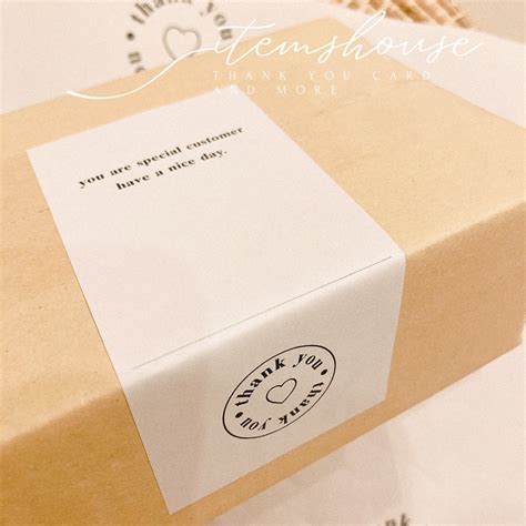 ขอบเหลี่ยม สติ๊กเกอร์แปะกล่อง สติ๊กเกอร์ติดกล่องพัสดุ สติ๊กเกอร์ขอบคุณ สไตล์มินิมอล 10 ชิ้น