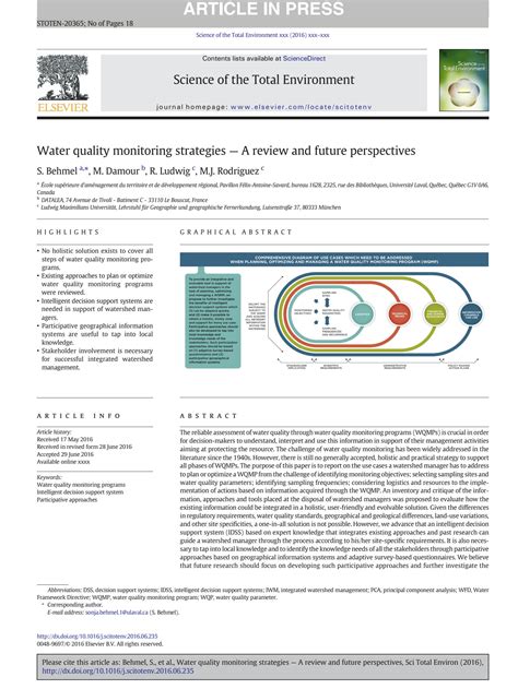 SOLUTION Water Quality Monitoring Strategie Studypool