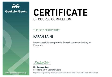 Codingjourney Geeksforgeeks Continuouslearning Certificate