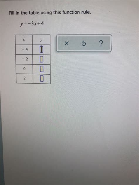 Solved Fill In The Table Using This Function Rule Y 3x4 X