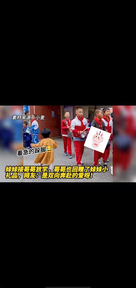 妹妹接哥哥放学，哥哥也回赠了妹妹小礼品， 搜狐大视野 搜狐新闻
