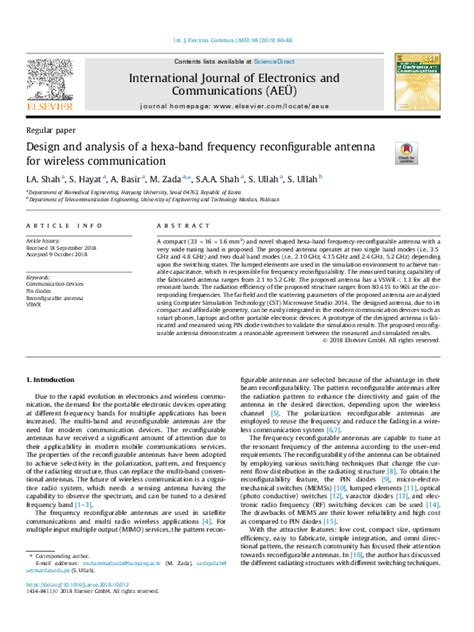 Pdf Design And Analysis Of A Hexa Band Frequency Reconfigurable