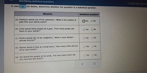 Identifying Statistical Questions In Each Tion Below Determine Whether