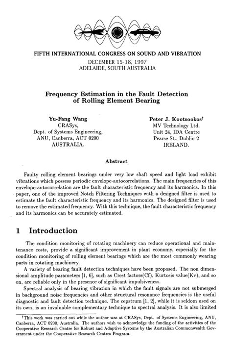 Pdf Frequency Estimation In The Fault Detection Of Rolling Element