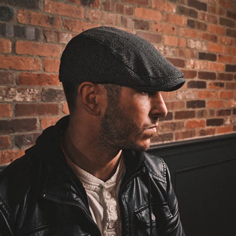 The Original Boston Scally Cap Flat Cap Grey Herringbone