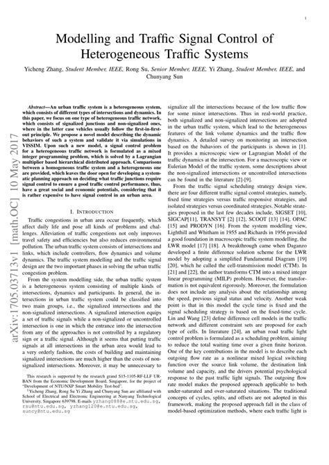 Pdf Modelling And Traffic Signal Control Of Heterogeneous Traffic Systems