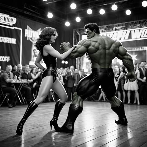 Hulk Vs Black Widow Dance Off Showdown Stable Diffusion Online