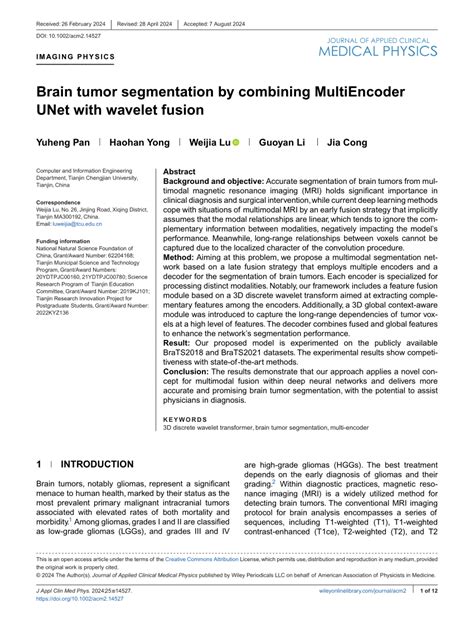 Pdf Brain Tumor Segmentation By Combining Multiencoder Unet With