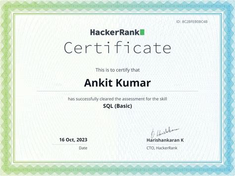 ankit kumar on linkedin hackerrank sql certification