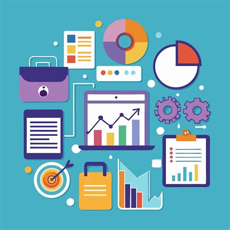 Business Analysis With Data Charts And Graphs On A Blue Background Premium AI Generated Vector