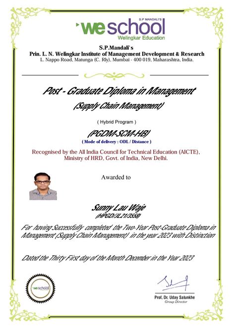 Sunny Waje On Linkedin Pgdmcompleted Supplychainmanagement