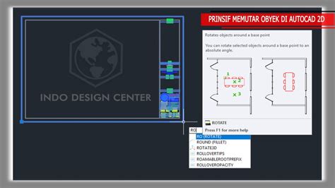 Prinsip Cara Memutar Objek Rotate Di Autocad Belajar Dasar Autocad Indo Design Center