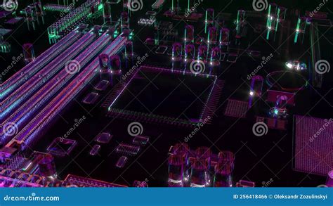 Closeup Of CPU GPU Processor Mother Board Future Technology Able To Loop Seamless Stock Footage