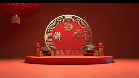 구정 3d 무대 중국 새해 장식 붉은 연단 중국 새해 배경 배경 일러스트 및 사진 무료 다운로드 Pngtree