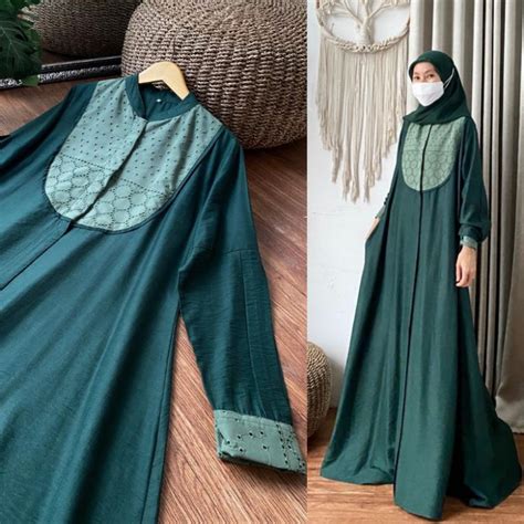 Jual Labeeba Abaya Abaya Katun Linen Turkish Kombinasi Katun Bordir