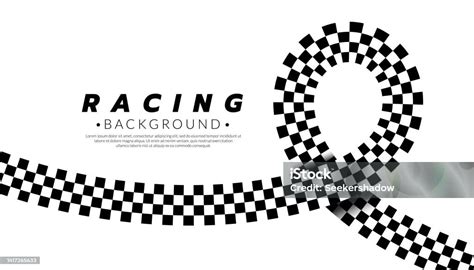 추상 체크 무늬 플래그 리본 배경 레이싱 컨셉 흰색 배경에 체스 패턴 벡터 일러스트레이션 스포츠 레이스에 대한 스톡 벡터 아트